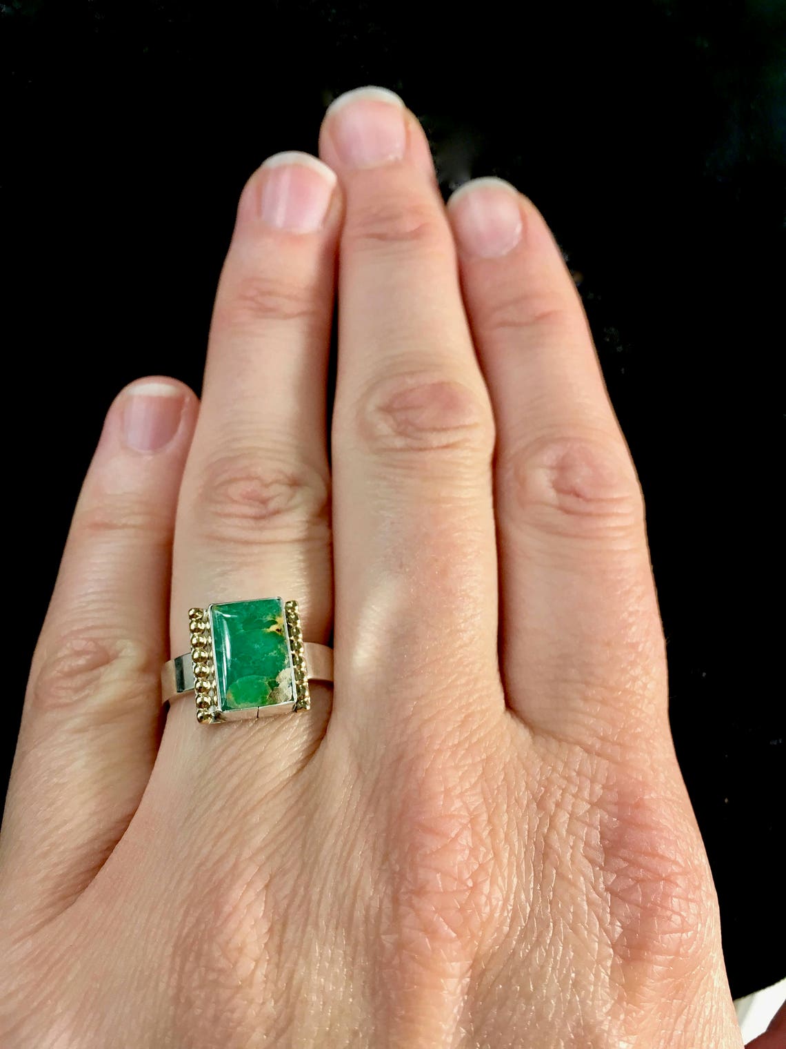 Pixie Turquoise Ring Natural Gem Faustite Emerald Green - Etsy