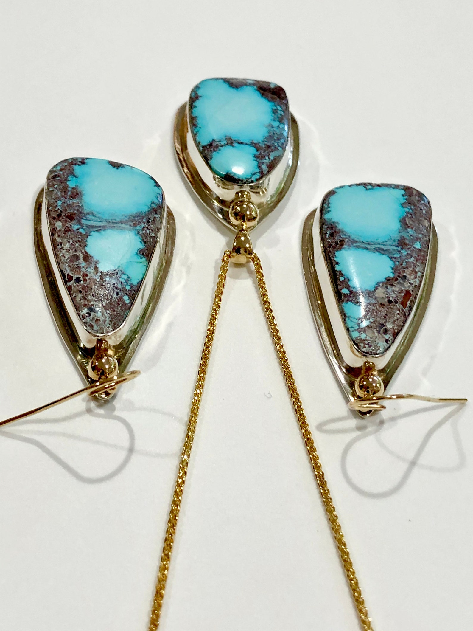 Bisbee Turquoise Natural Gem High Grade Spiderweb Matched Drop Pendant ...