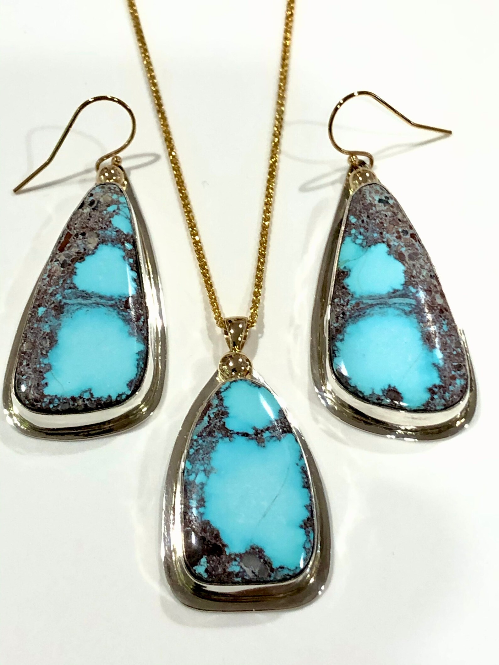 Bisbee Turquoise Natural Gem High Grade Spiderweb Matched Drop Pendant ...