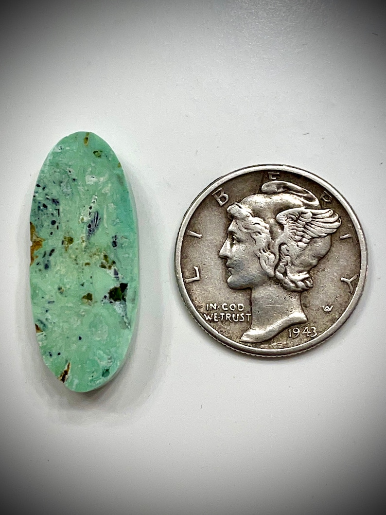 Pixie Turquoise Natural Rare Gem Green Faustite Cabochon With Black ...