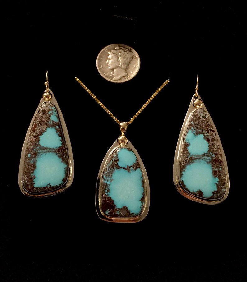 Bisbee Turquoise Natural Gem High Grade Spiderweb Matched Drop Pendant ...