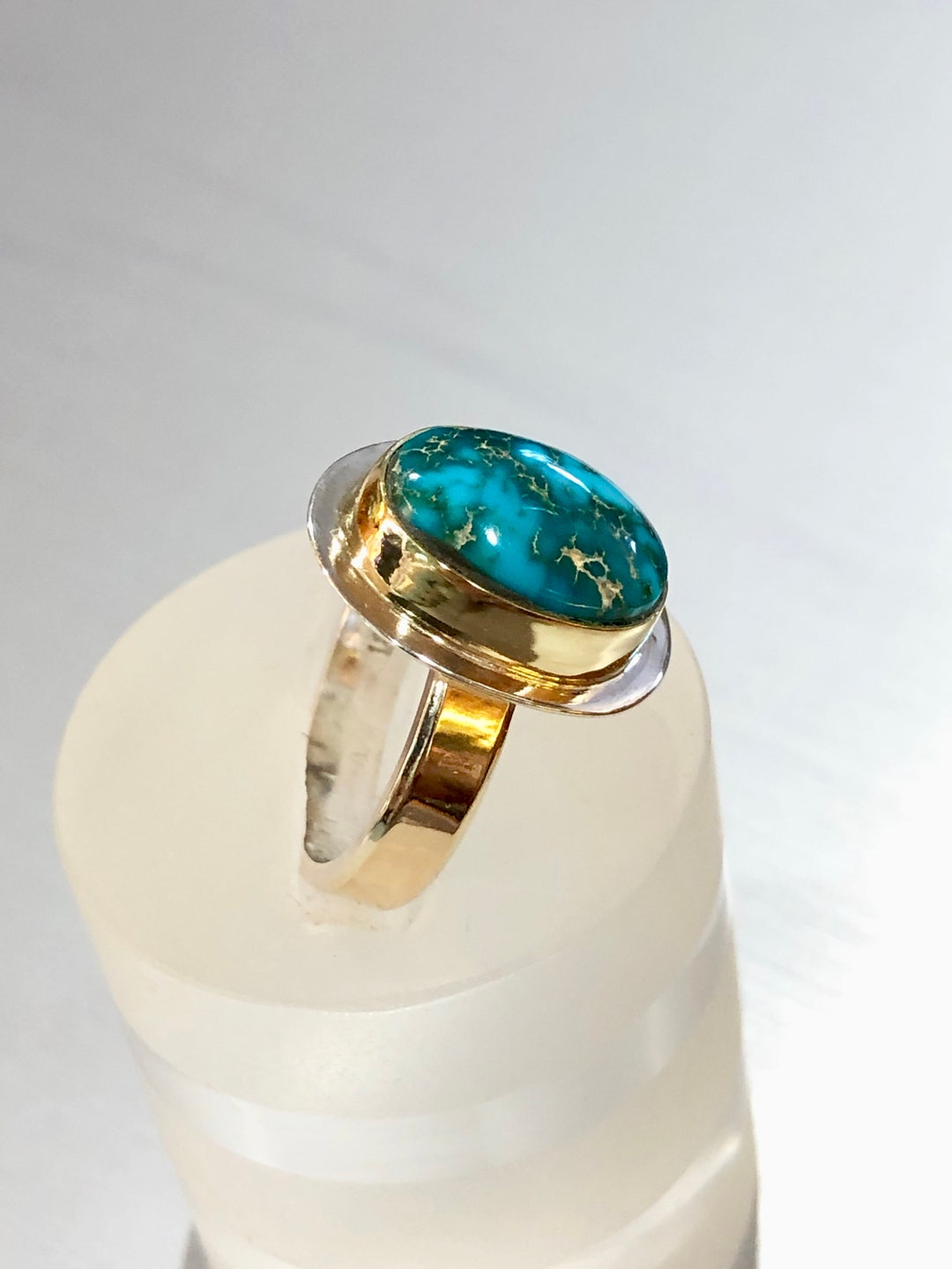 Carico Lake Turquoise Ring Natural Rare Gem Supreme Blue Spiderweb ...