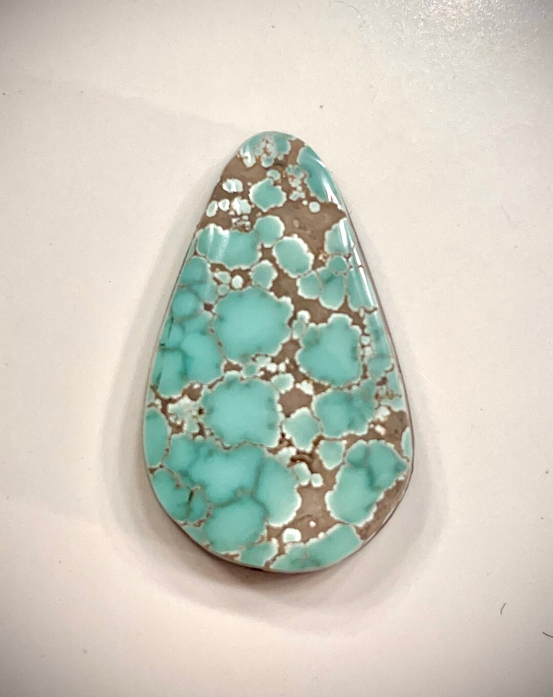 Carico Lake Turquoise Cab Natural Stone Gem Blue Rare Spiderweb ...