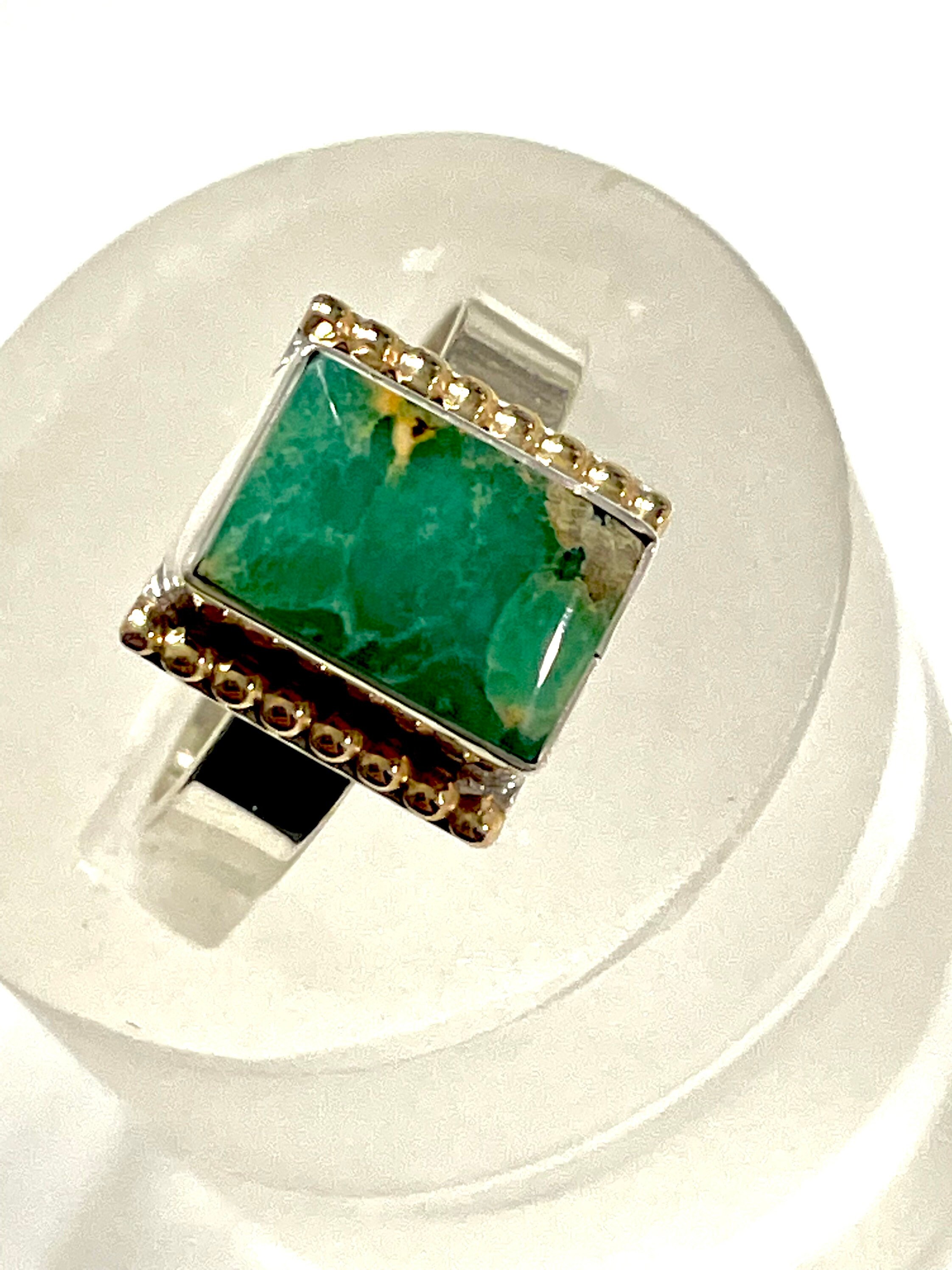 Pixie Turquoise Ring Natural Gem Faustite Emerald Green Turquoise ...