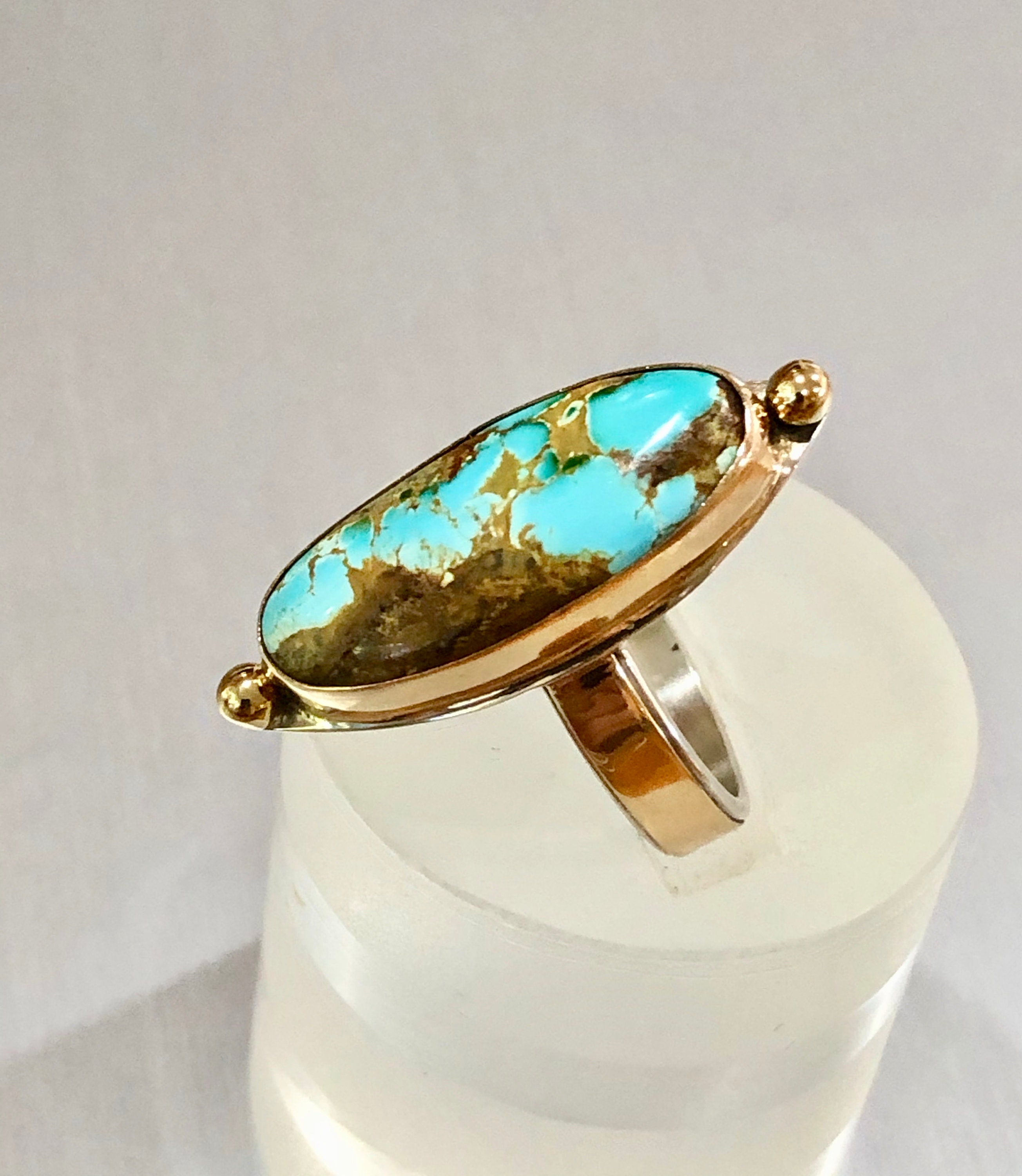 Royston Turquoise Ring Natural Gem High Grade Turquoise Cab Cabochon ...