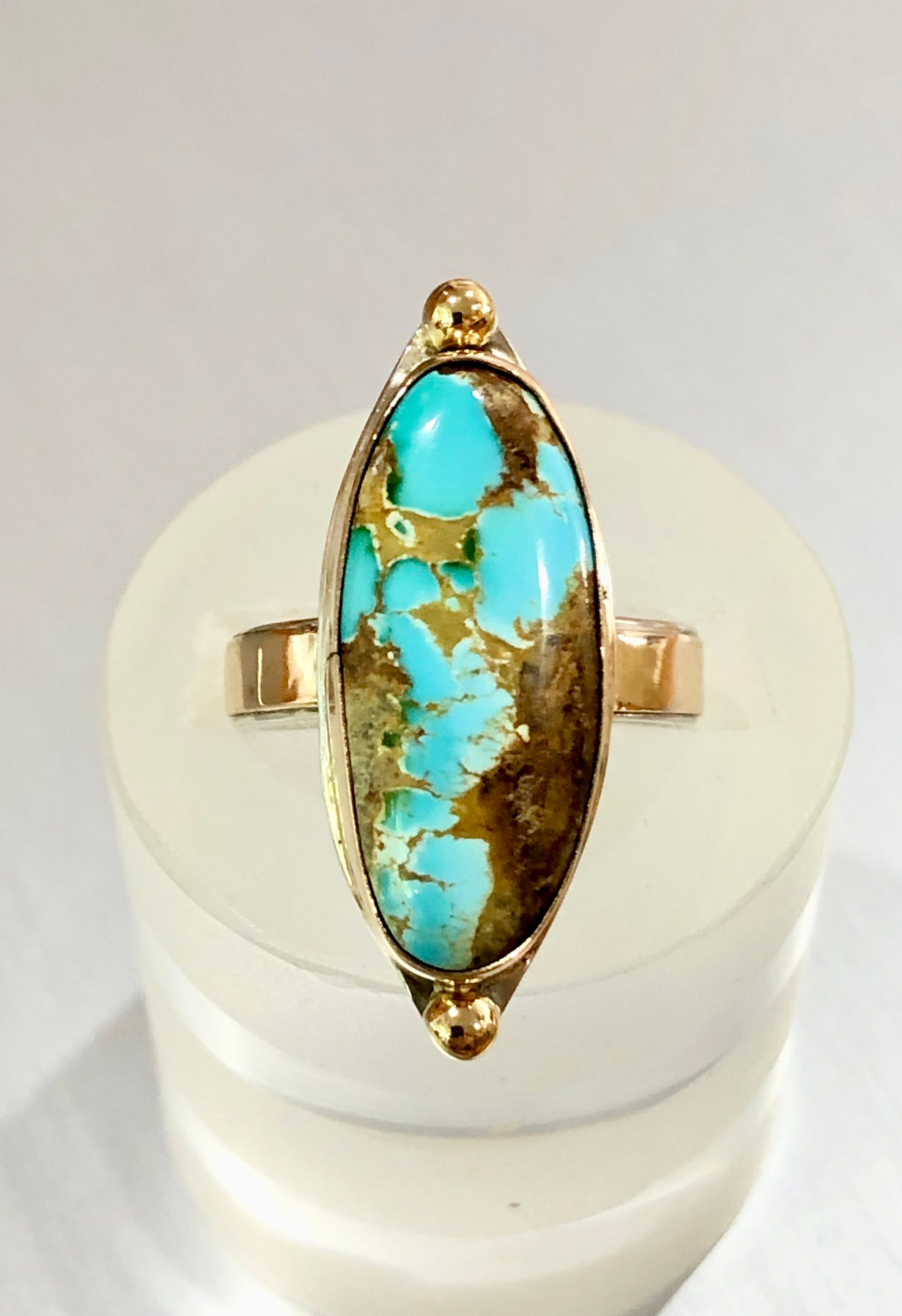 Royston Turquoise Ring Natural Gem High Grade Turquoise Cab Cabochon ...