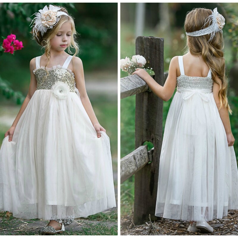 Gold Flower Girl Dress - Etsy