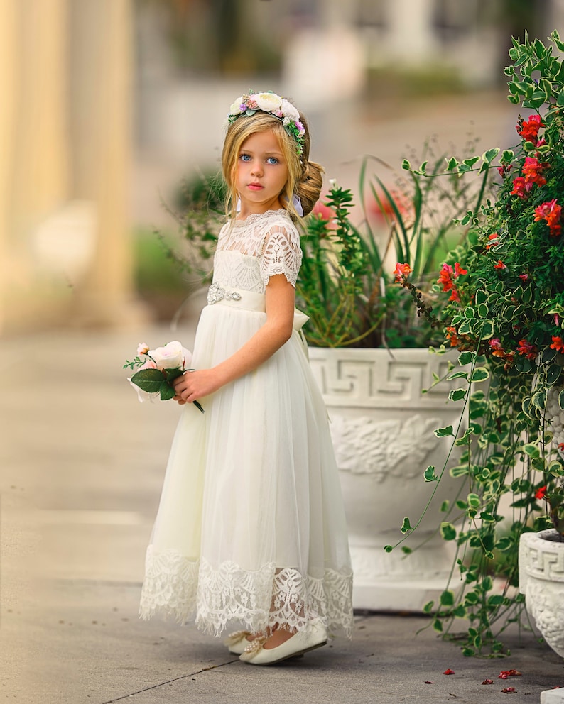 Lace Flower Girl Dress Ivory Rustic Flower Girl Dress Etsy Australia