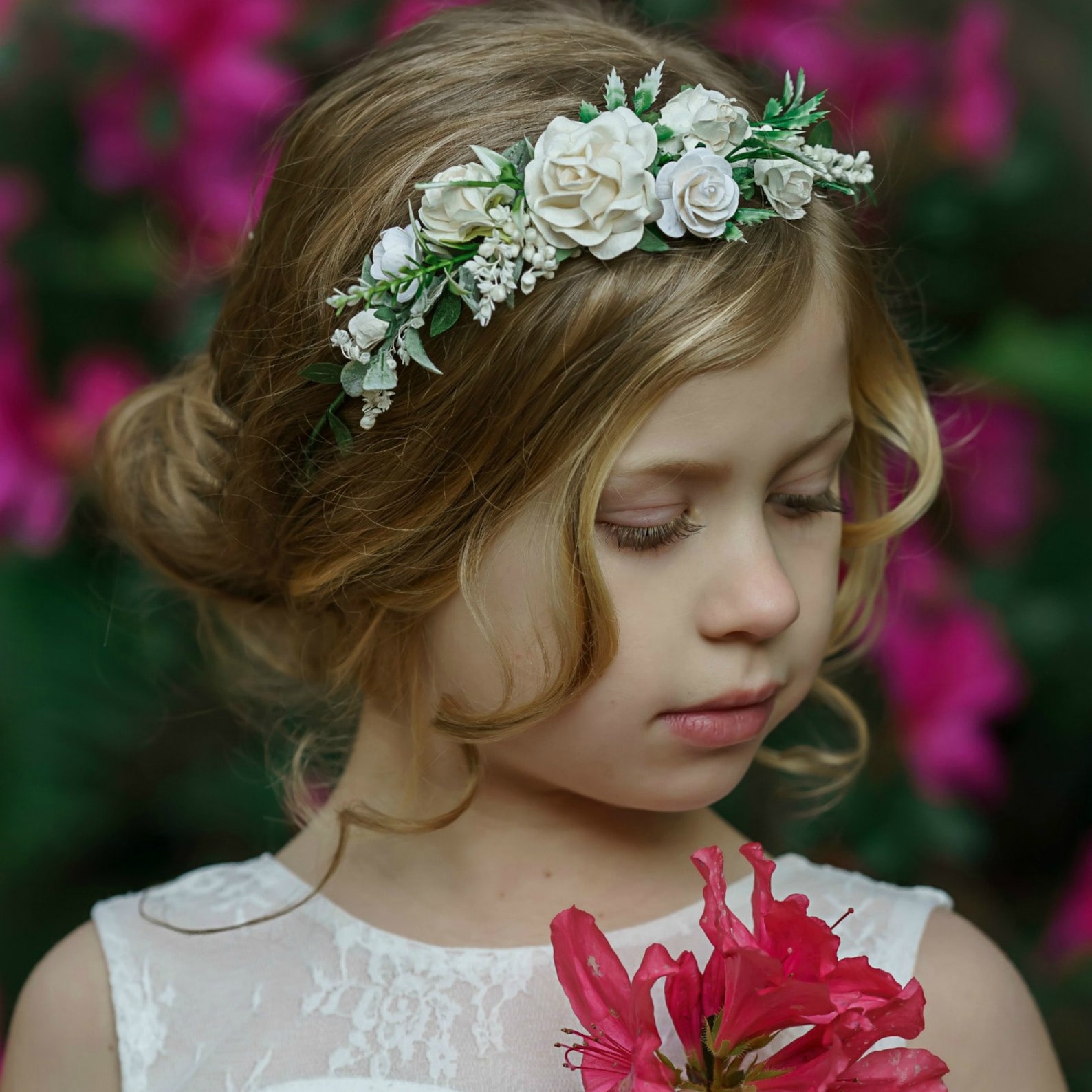 Blush Pink Flower Crown, Flower Girl Headband, Girl Floral Crown ...