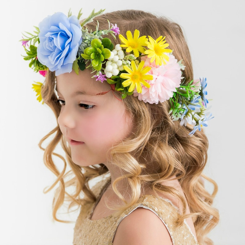 Spring Flower Girl Crown, Flower Hair Wreath, Wedding Flower Crown ...