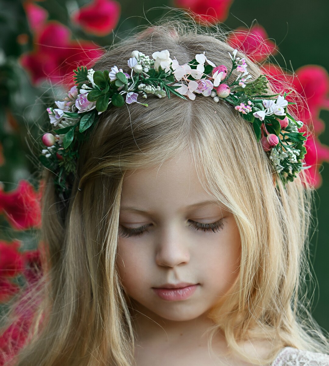 Girls Flower Crown, Floral Crown, Girls Flower Tiara , Bohemian Flower ...