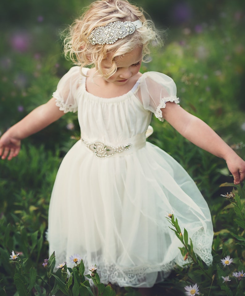 Flower Girl Dressflower Girl Dressescountry Rustic Wedding Etsy