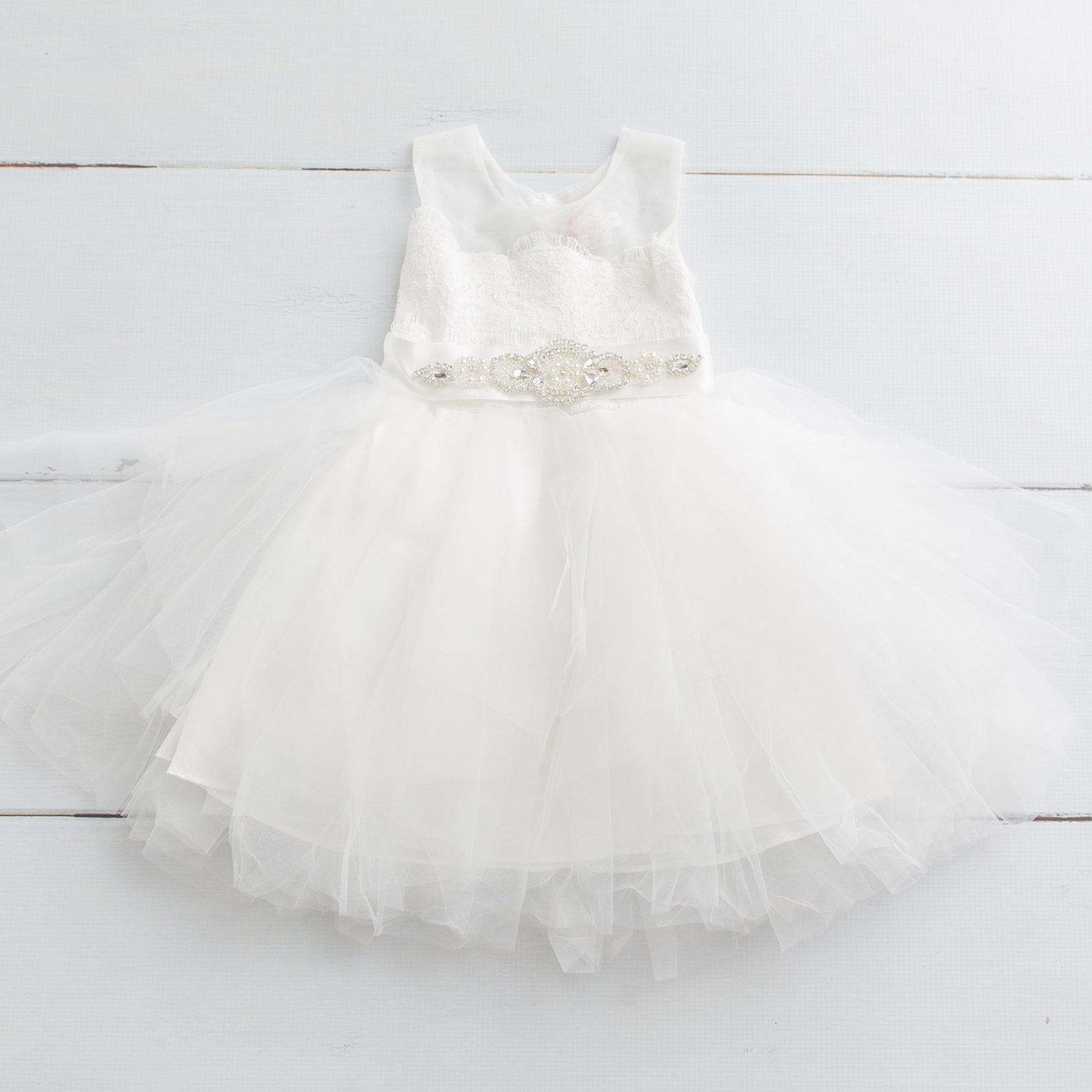 Stunning White Lace Dresstulle Flower Girl Dressrustic Etsy