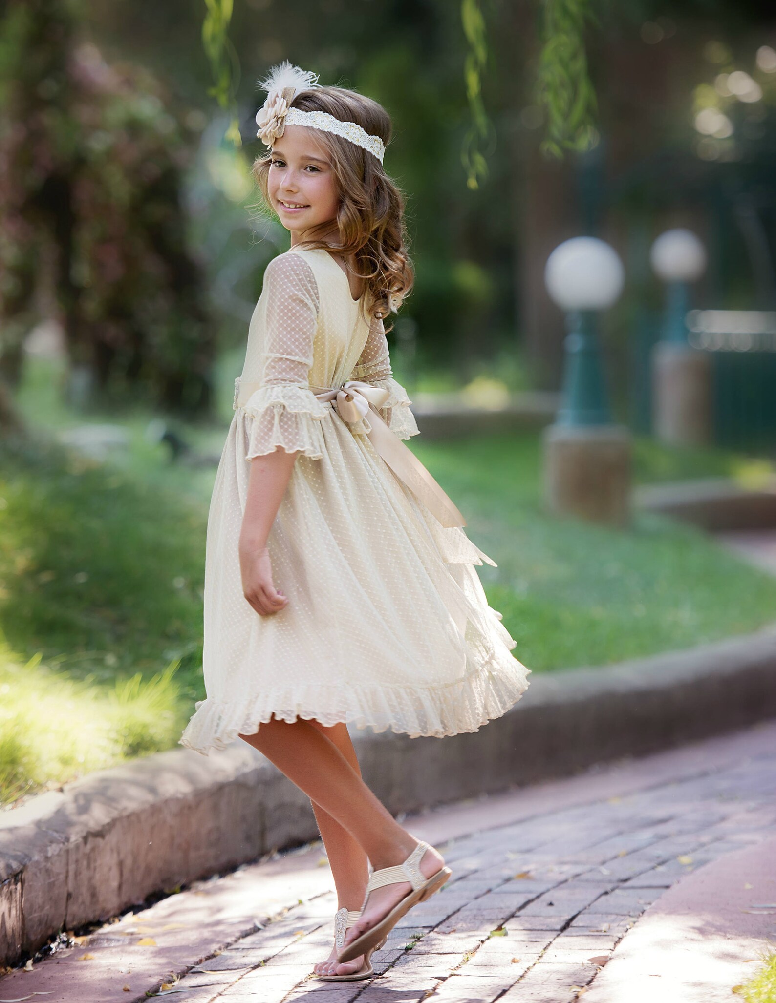 Lace Flower Girl Dress Flower Girl Dressesrustic Champagne Etsy