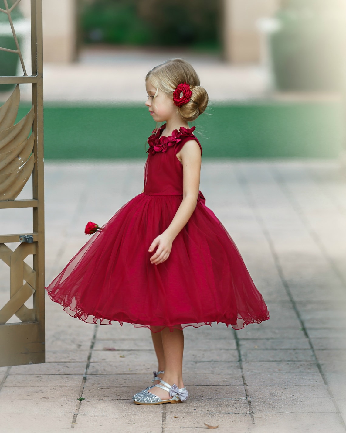 Red Flower Girl DressRed Christmas dressTulle Flower Girl | Etsy