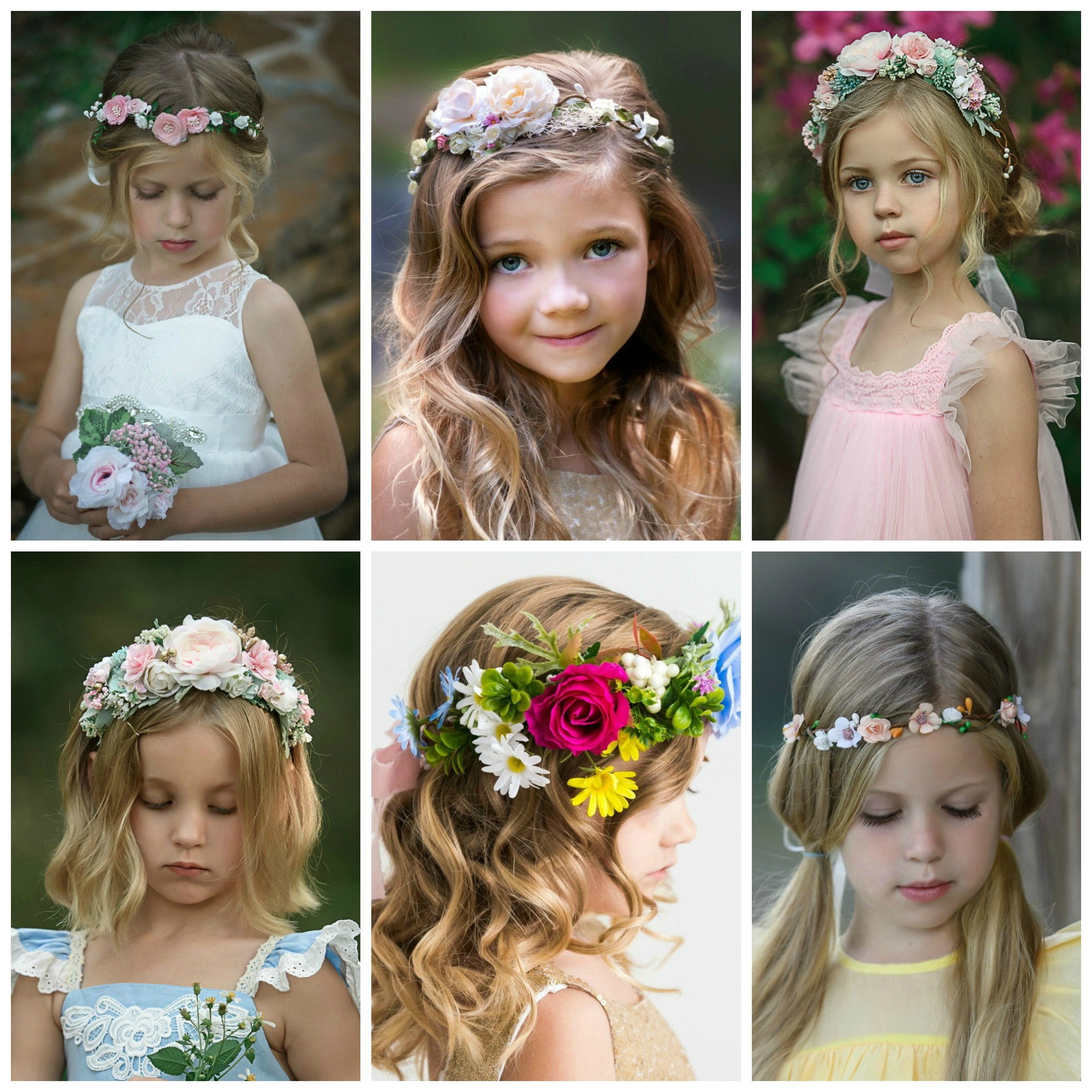 Spring Flower Girl Crown, Flower Hair Wreath, Wedding Flower Crown ...
