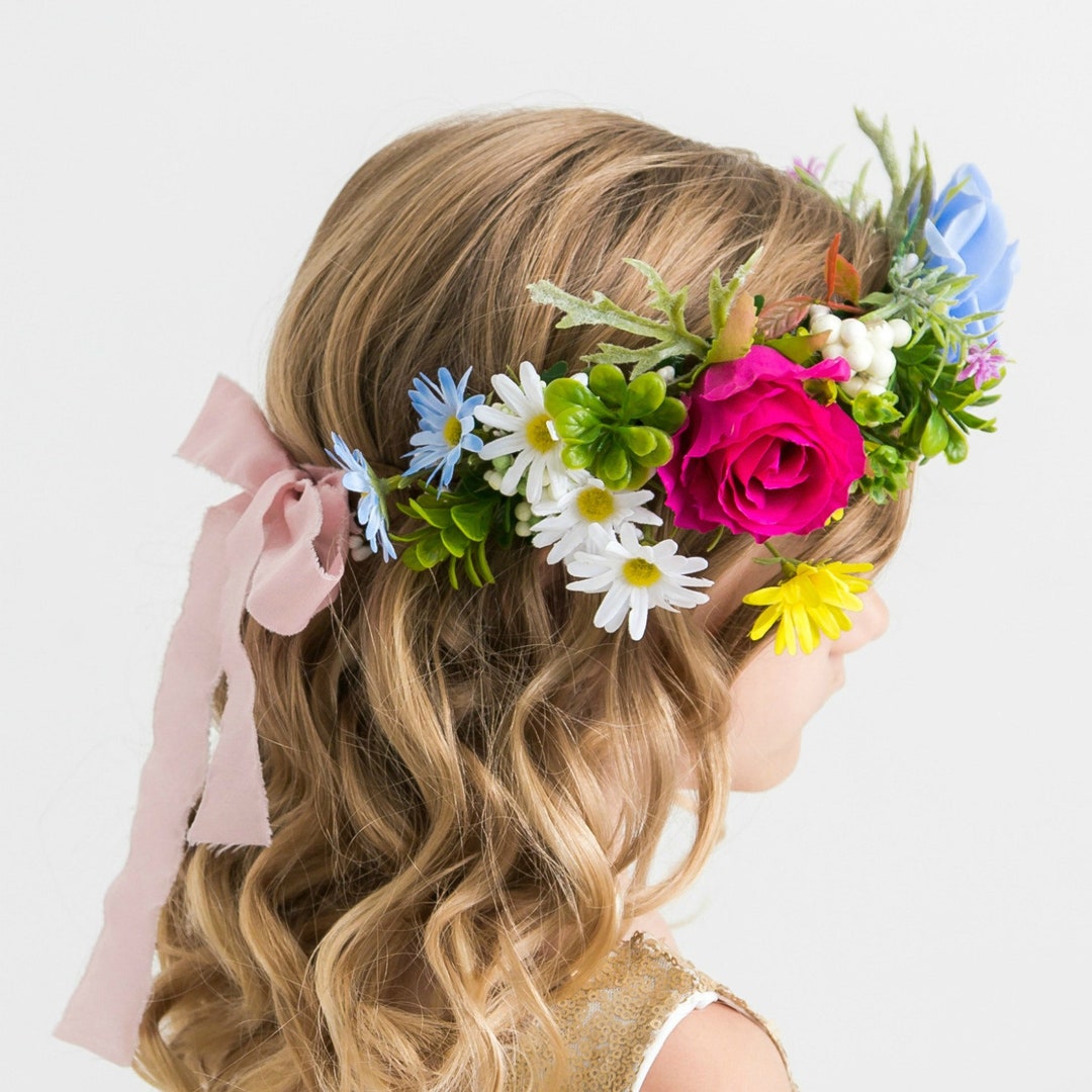 Spring Flower Girl Crown, Flower Hair Wreath, Wedding Flower Crown ...