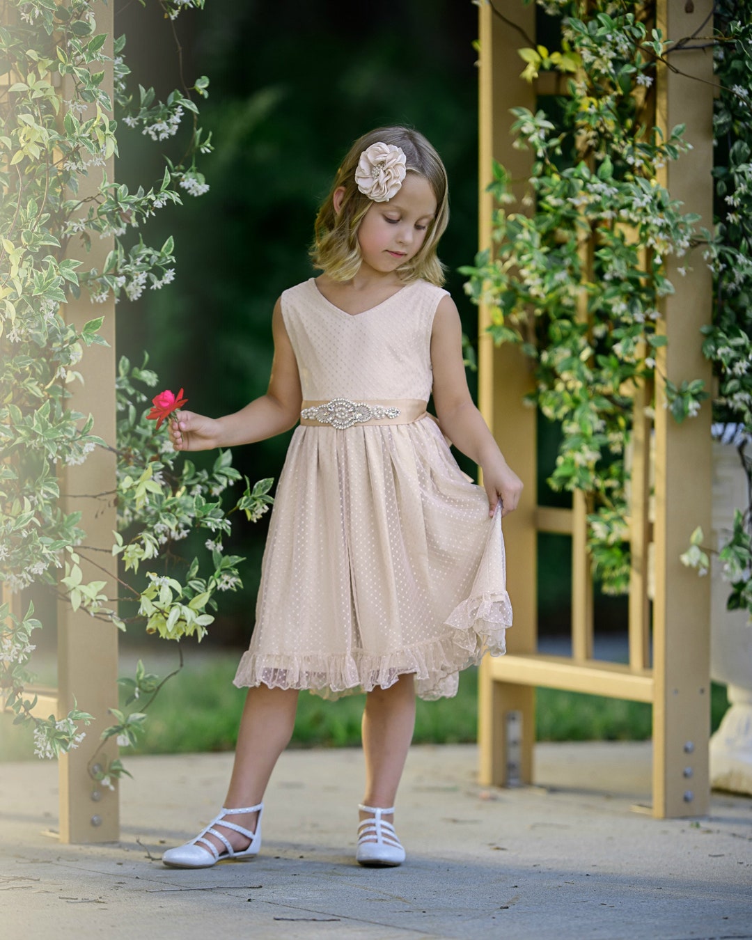 Champagne Flower Girl Dress Flower Girl Dresses Rustic Flower Girl