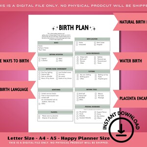 Printable Birth Plan | Comprehensive Birth Plan | | Birth Preferences ...