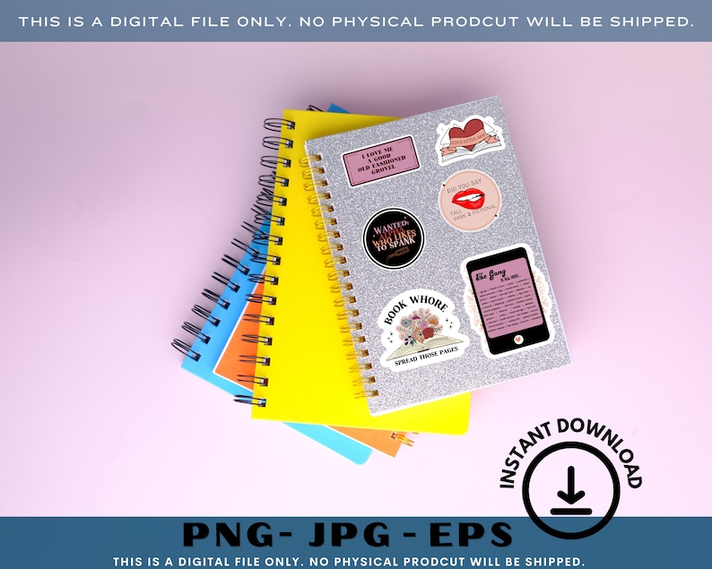 Spicy Romance Book Stickers: Smut Lover PNG Bundle (digital Download ...
