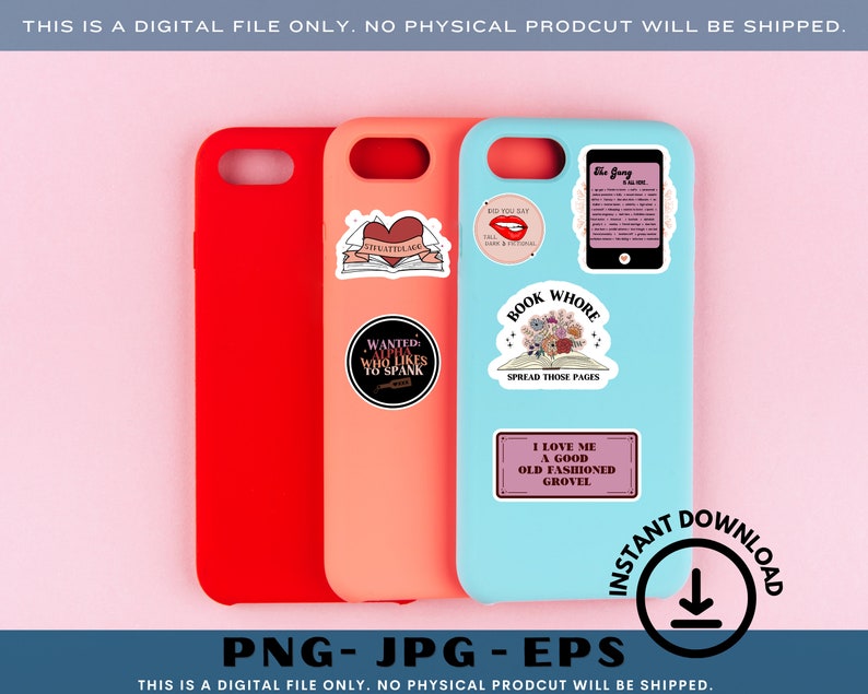 Spicy Romance Book Stickers: Smut Lover PNG Bundle (digital Download ...