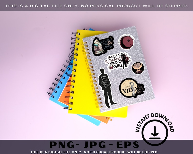 Moody Dark Romance Stickers Digital PNG Romance Printable Stickers ...