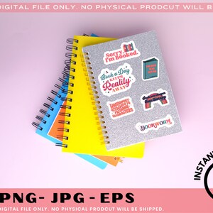 Book Nerd Printable Stickers Bundle | Funny Book Stickers | Print and ...