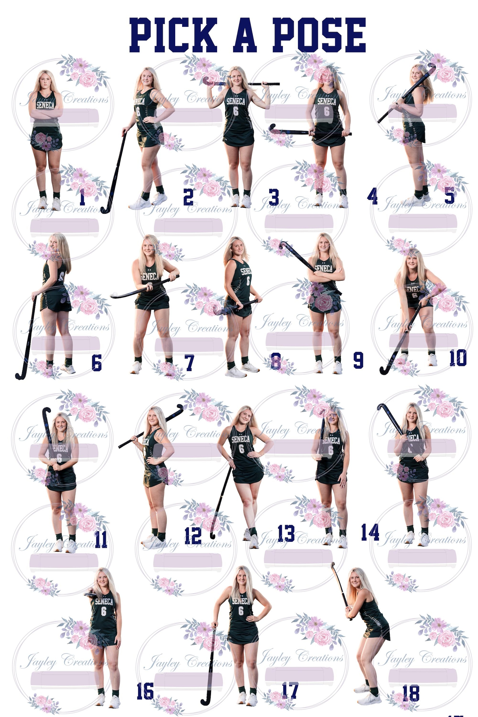 Field Hockey Pick A Pose Posing Guide - Fully Editable - Etsy