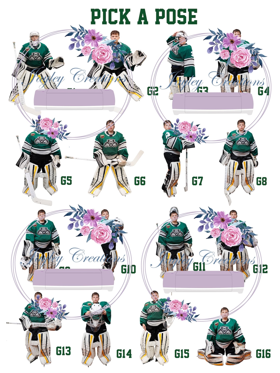 Ice Hockey Goalie Pick A Pose Posing Guide - Fully Editable - Etsy
