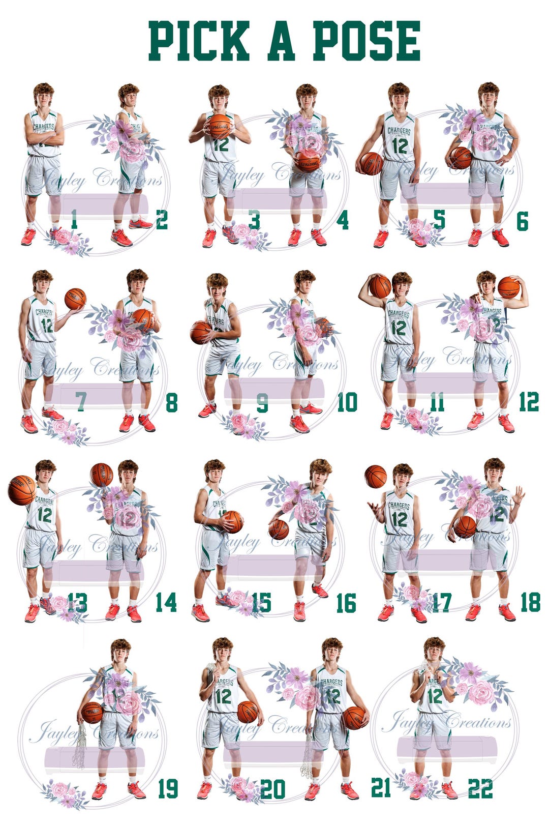 Basketball Pick A Pose Posing Guide Fully Editable - Etsy
