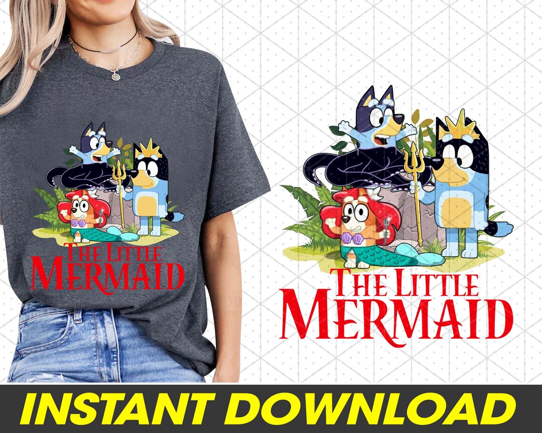 The Little Mermaid Bluey PNG, Bluey Back to School Png, Bluey Family ...