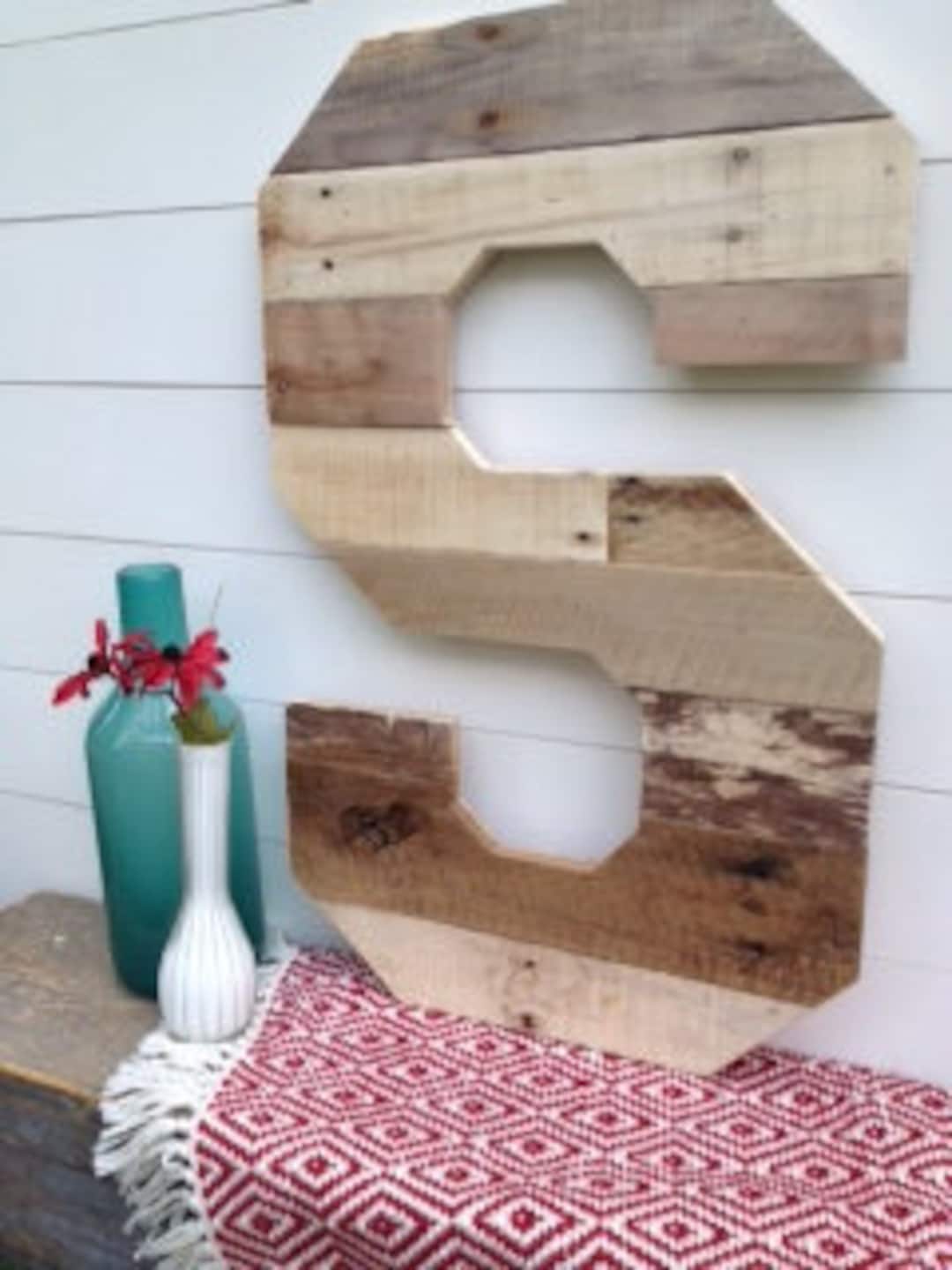 24" Untrimmed Reclaimed Wood Letter | Large Wooden Letters | Decor ...