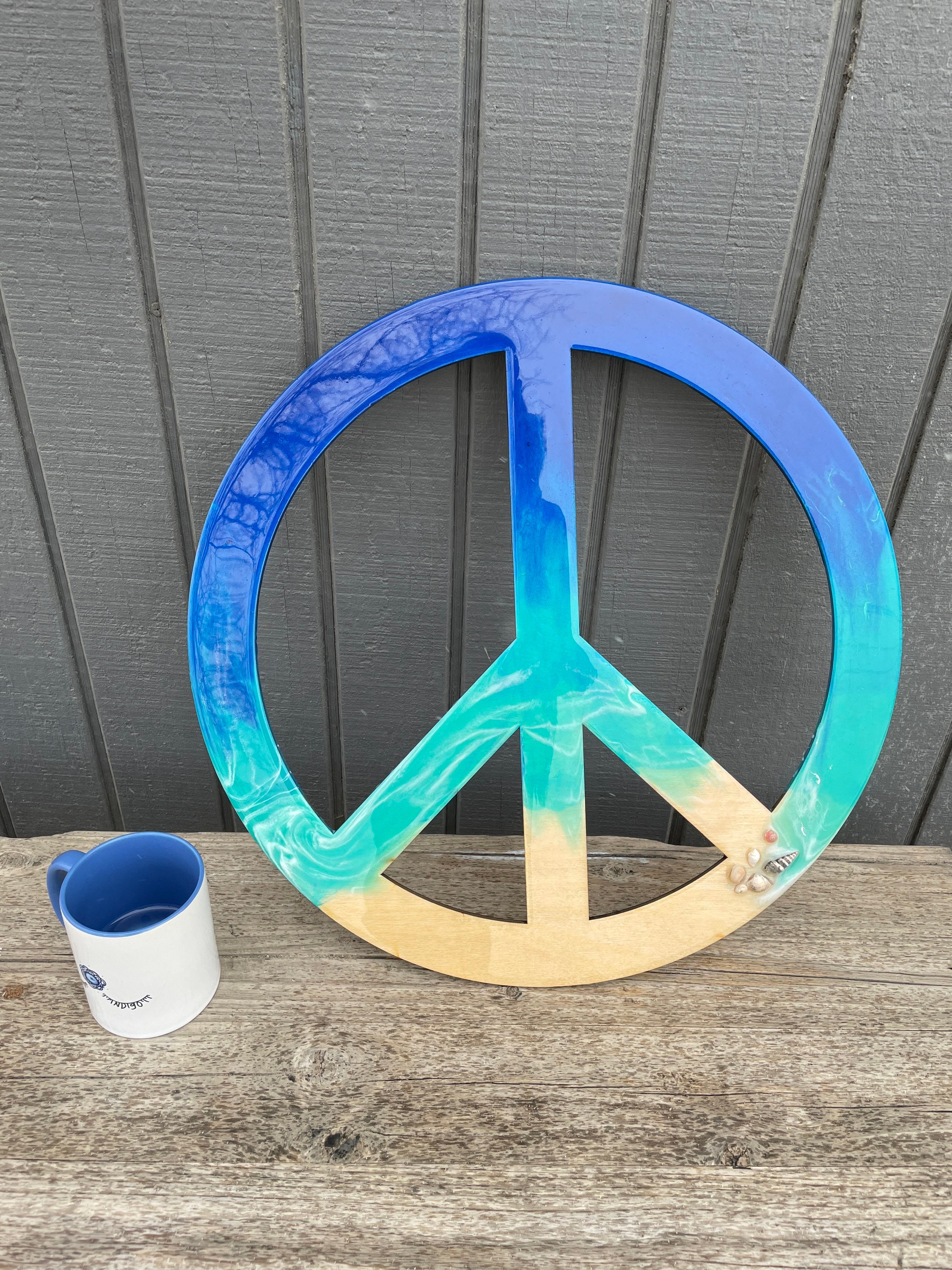 Beach ocean resin peace sign wall hanging nautical boho peace | Etsy