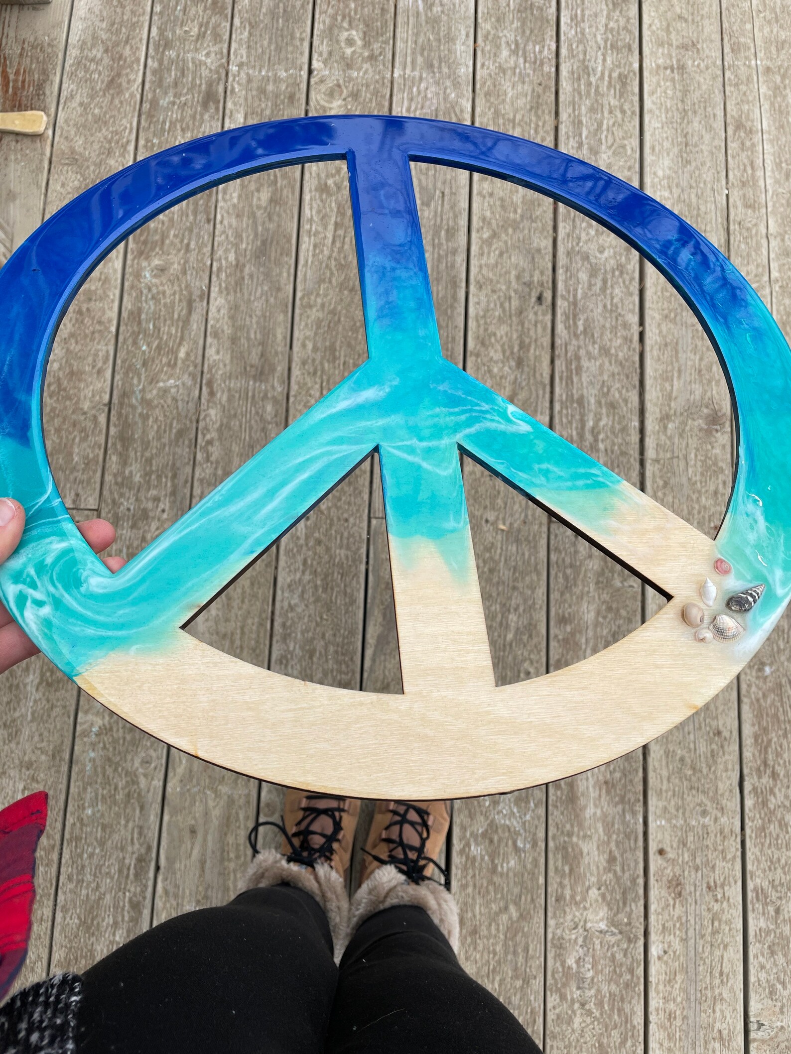 Beach ocean resin peace sign wall hanging nautical boho peace | Etsy