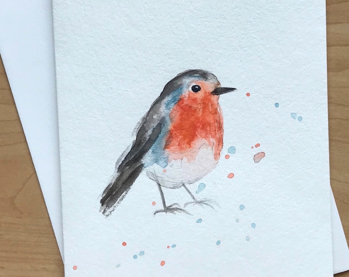 Hand Painted Greeting Card, NOT PRINT, European Robin Blank Card ...