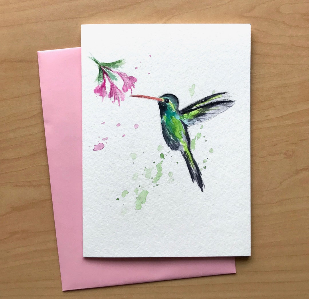 Hand-painted Hummingbird Card,not A PRINT, Original Watercolor Cards ...