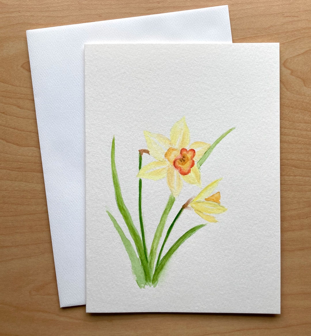 Hand Painted Card, 5"x7", Daffodil Card, Original Watercolor Cards ...