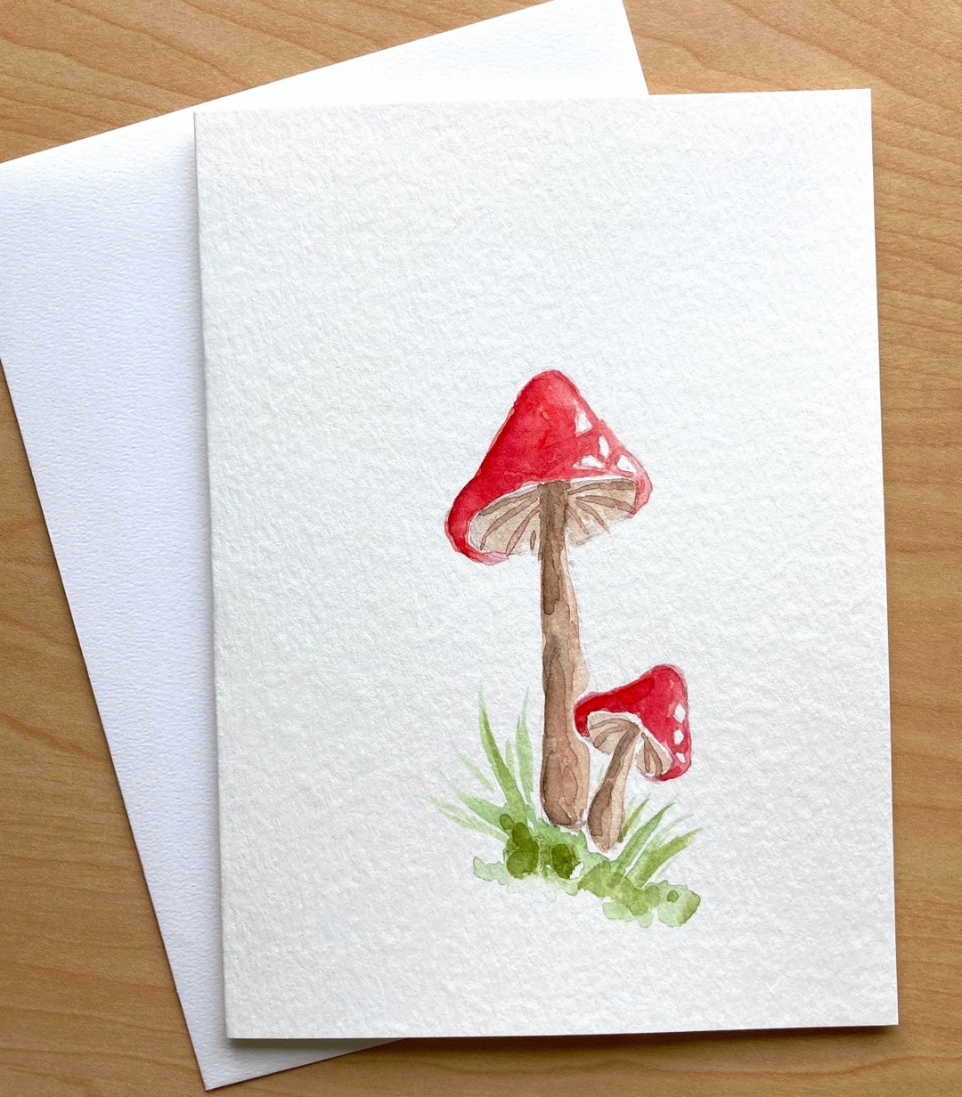 Hand Painted Watercolor Card, Mushroom Card, Blank Card, 5x7, Original ...