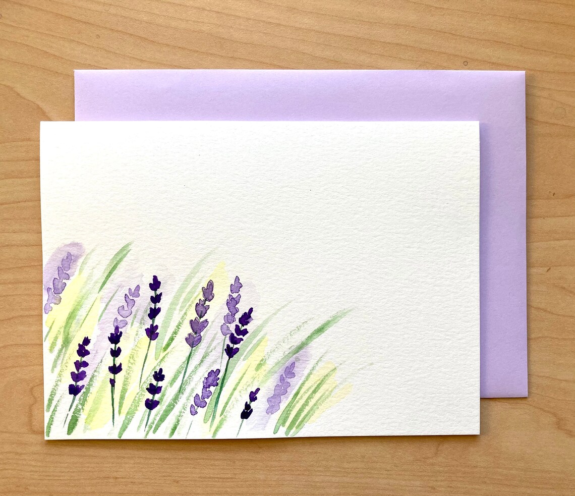 Hand Painted Greeting Card, 5x7, Lavender Blank Card, Original ...