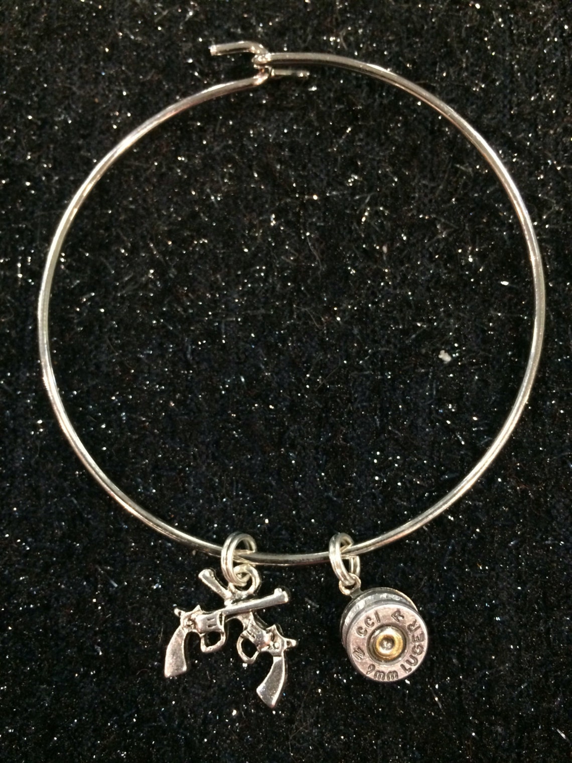 Bullet Bracelet 9mm Ammo Charm Bracelet Handgun Silver Tone Gun Tote'n ...