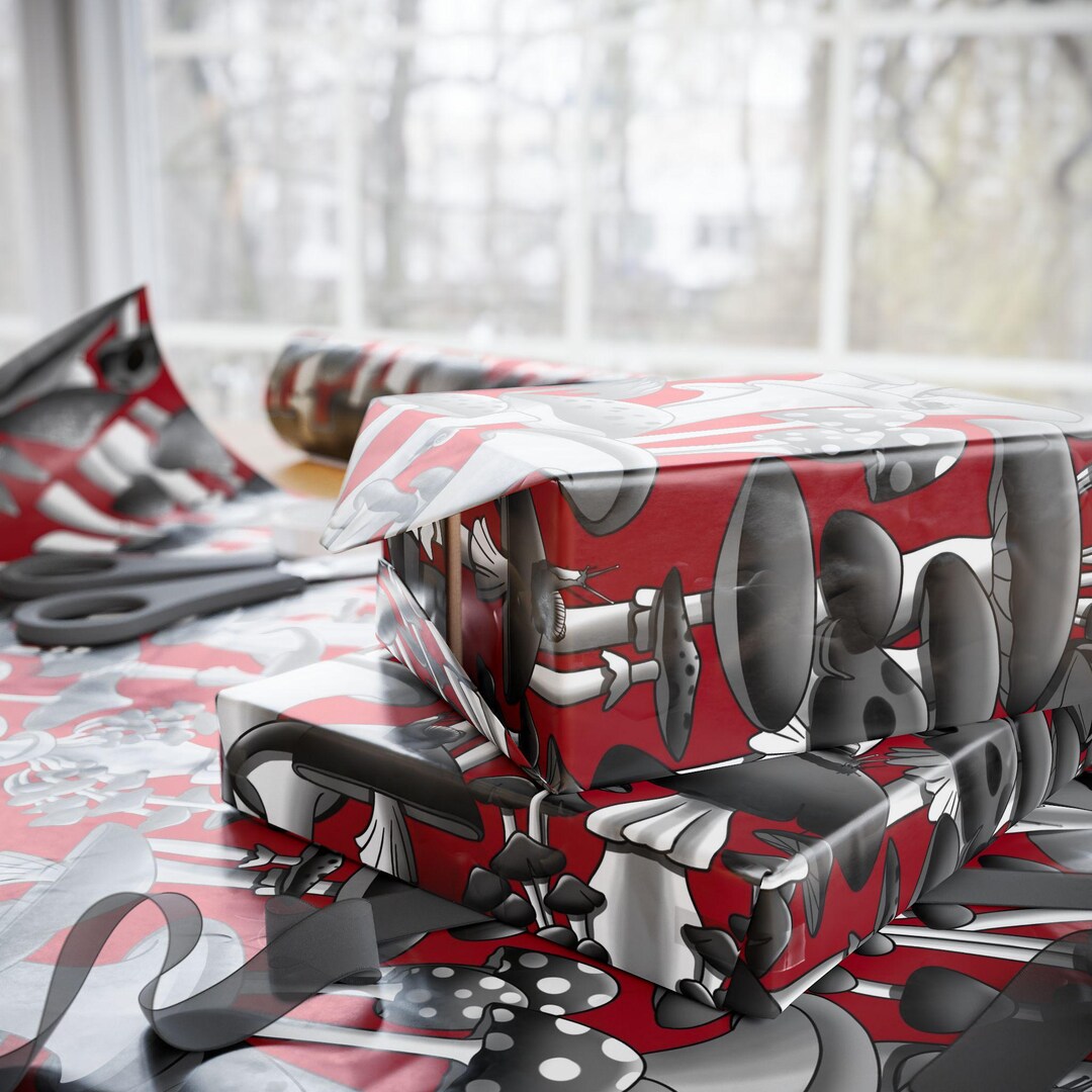 Red Mushroom Pattern Gift Wrap: Elegant Art Paper - Etsy