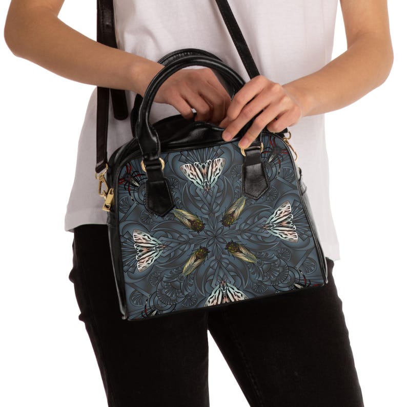 Moth, Cicada & Spider PU Leather Handbag: Elegant Shoulder Purse - Etsy
