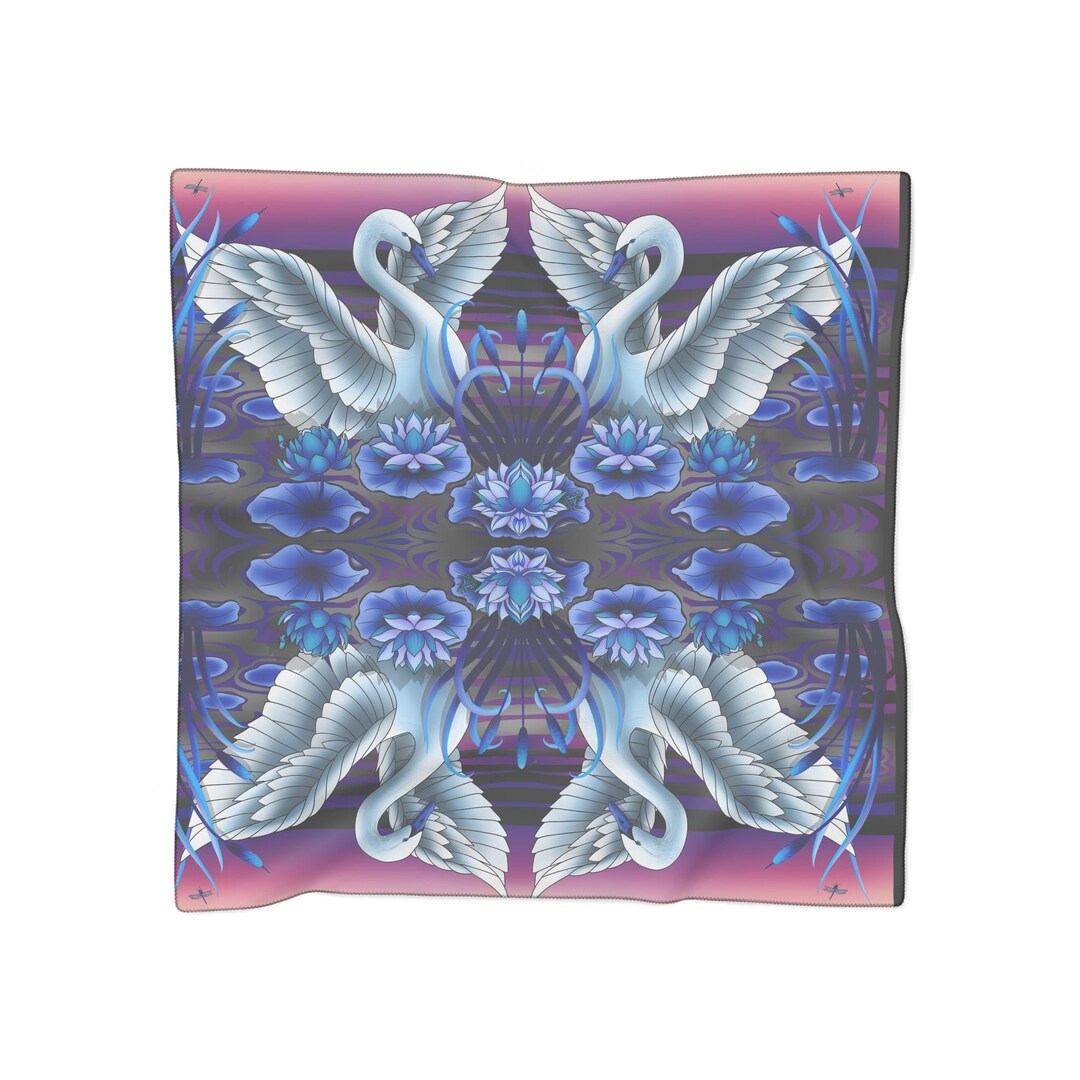 Swan Print Scarf | Elegant Polyester Shawl - Etsy