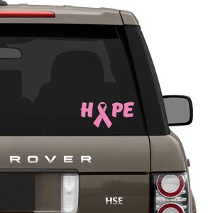 Breast Cancer Awareness Vinyl Car Window Decal - Pink Ribbon, Hope ...