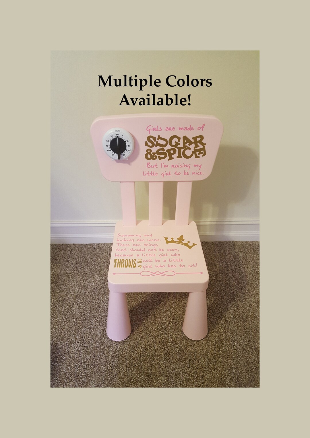 Personalized Girls Time Out Chair With Timer - Discipline Training - Etsy