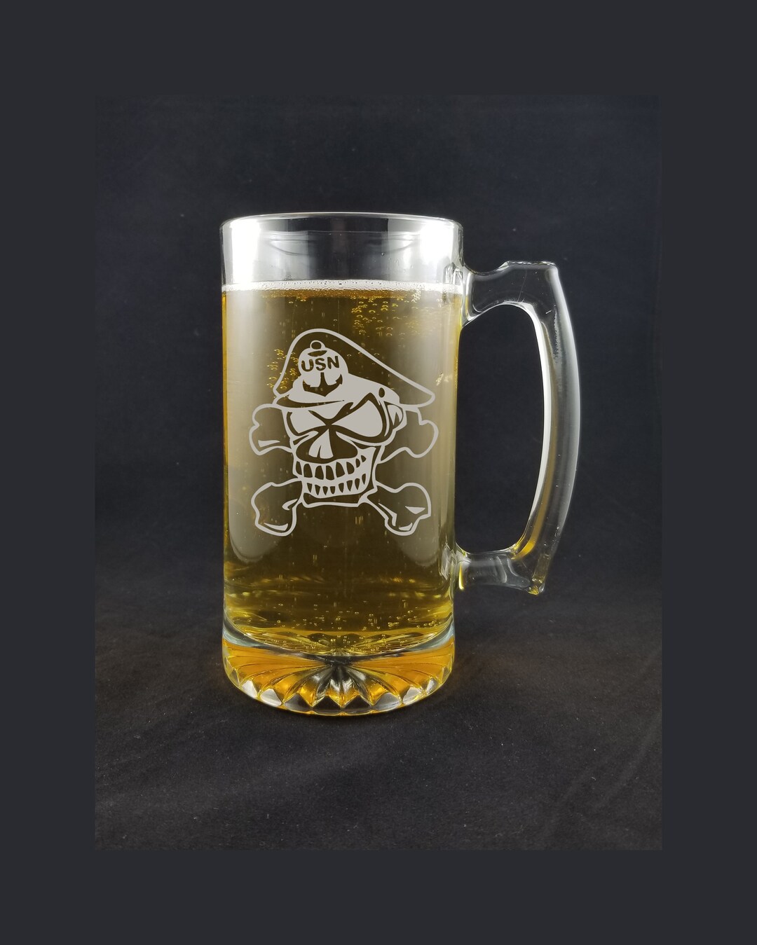 Etched Navy Chief Beer Mug: Skull & Anchor Retirement Gift - Etsy