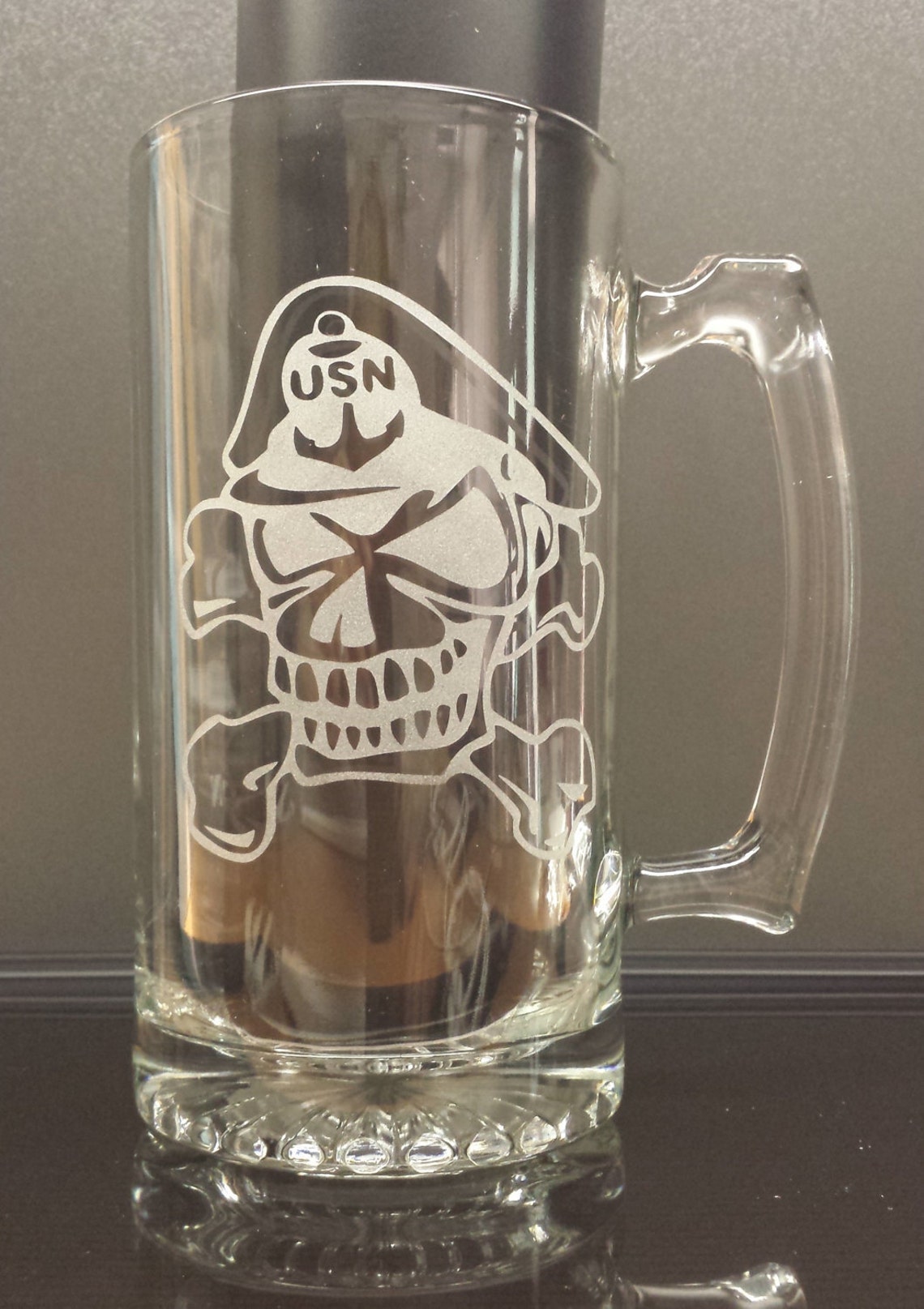 Etched Navy Chief Beer Mug: Skull & Anchor Retirement Gift - Etsy