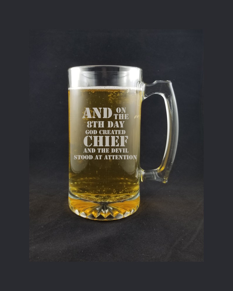 Etched Navy Chief Beer Mug: Skull & Anchor Retirement Gift - Etsy
