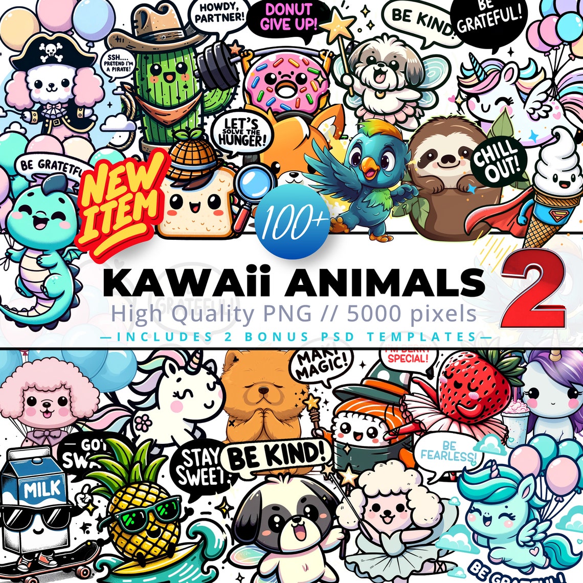 Kawaii Animals Clipart Cute Adorable Designs for Crafts Digital ...