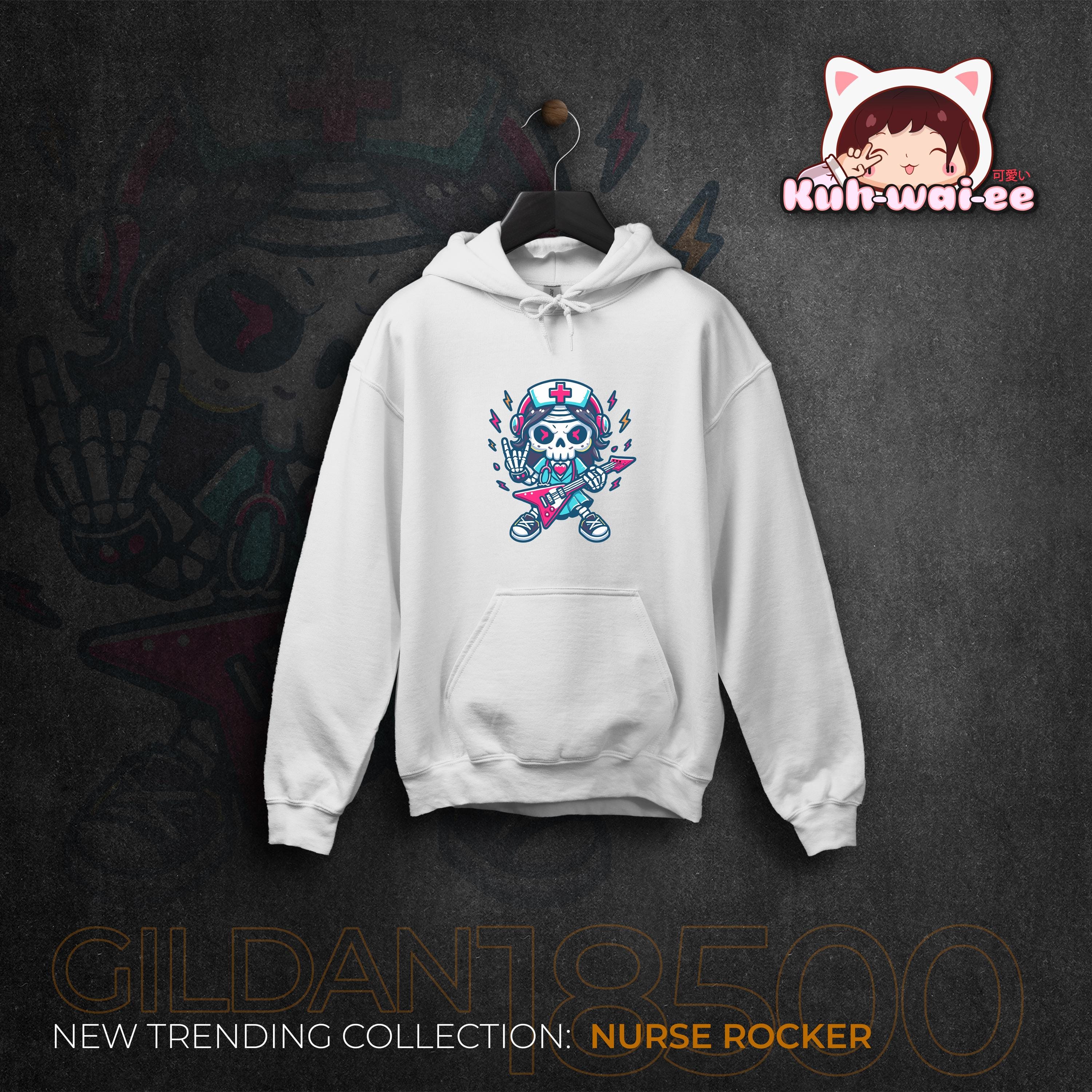 Nurse Rocker T-shirt Skeleton Nurse With Guitar, Skull Healthcare Punk ...